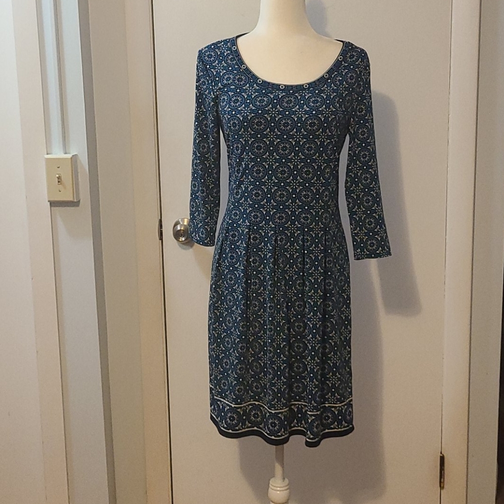 Max Studio Teal, Blue, And White Pattern Dress - Gem